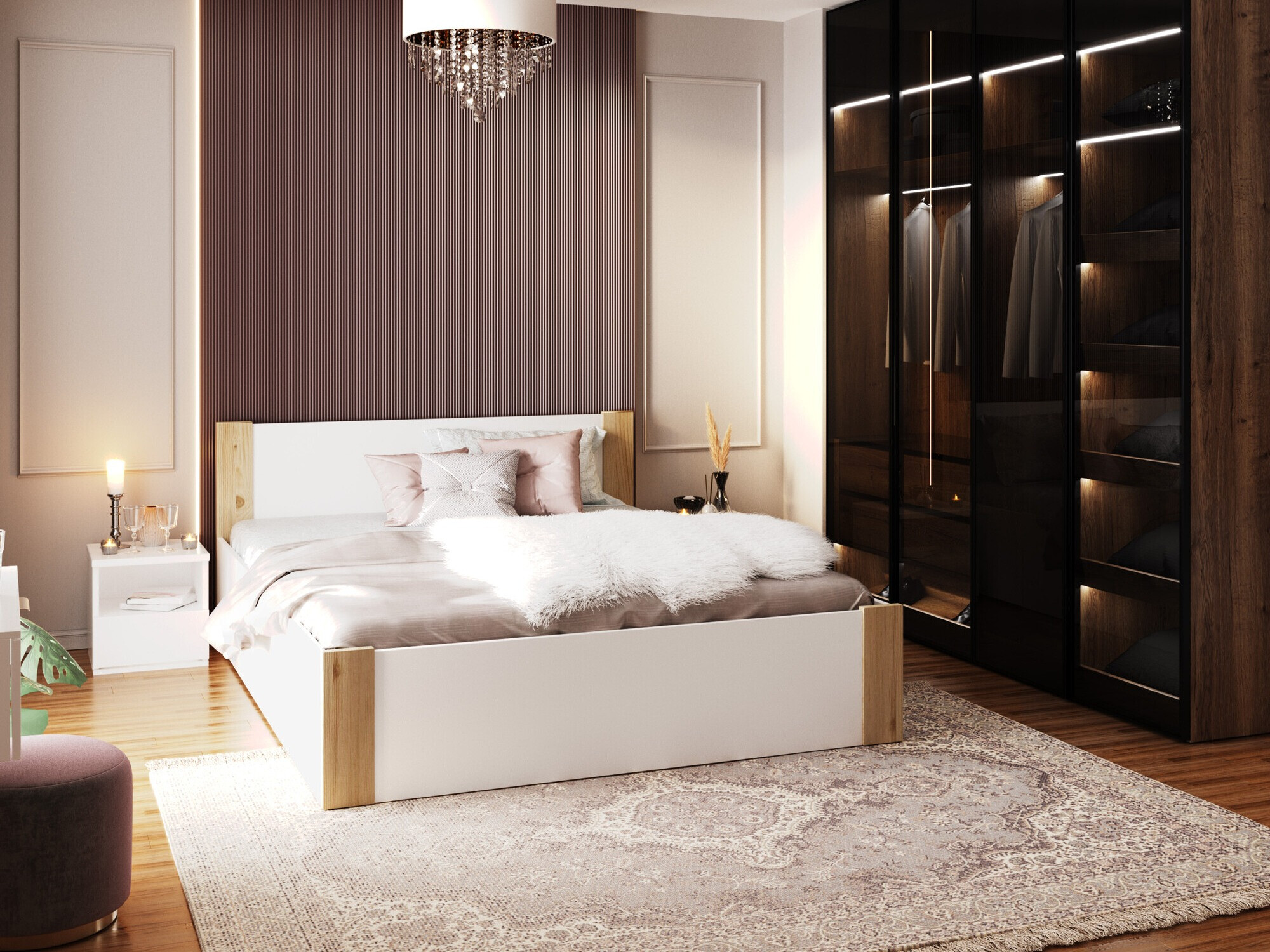 Ágy Aurora 155 (Fehér + Fenyő) - Hálószoba bútorok | Butor1.hu